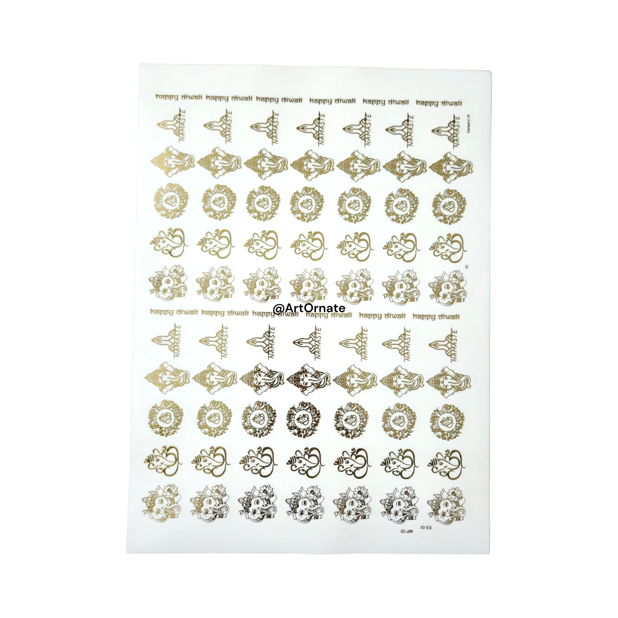 EMBOSSED GOLD METALLIC FOIL STICKER - A4 SHEET (GF03) – ArtOrnate ...
