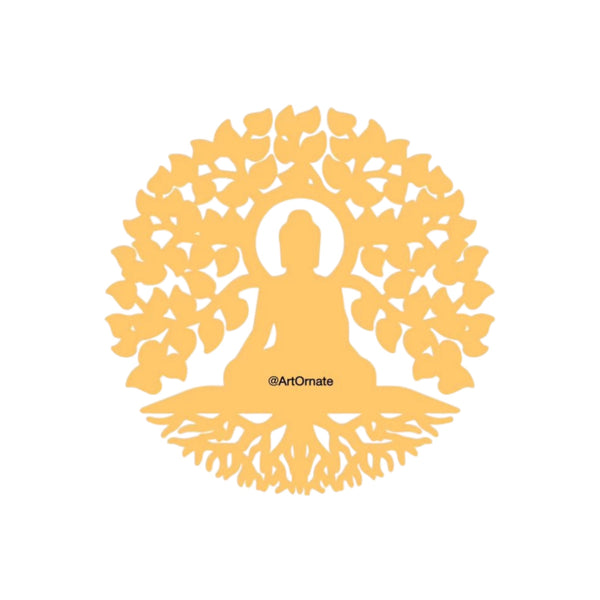 Kalpavruksha Mahavir Bhagwan Acrylic Cutout - Golden – ArtOrnate